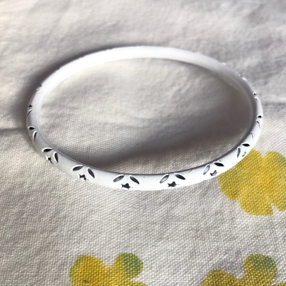 Jewelry | White Metal Bangle With Punched Pattern | Poshmark